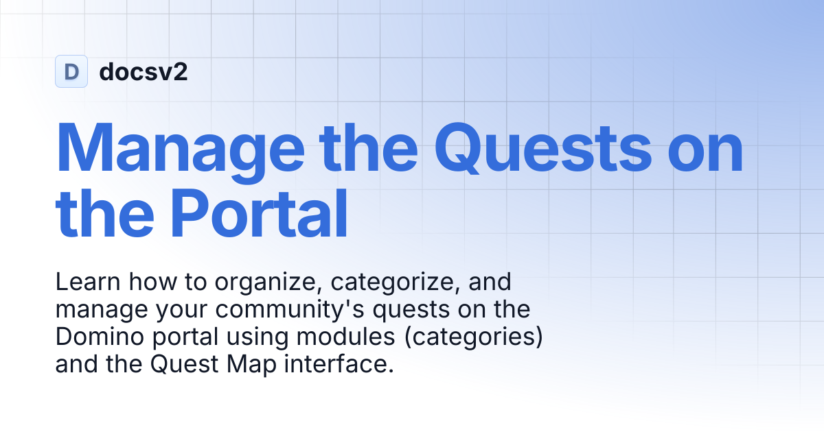 Manage the Quests on the Portal | docsv2